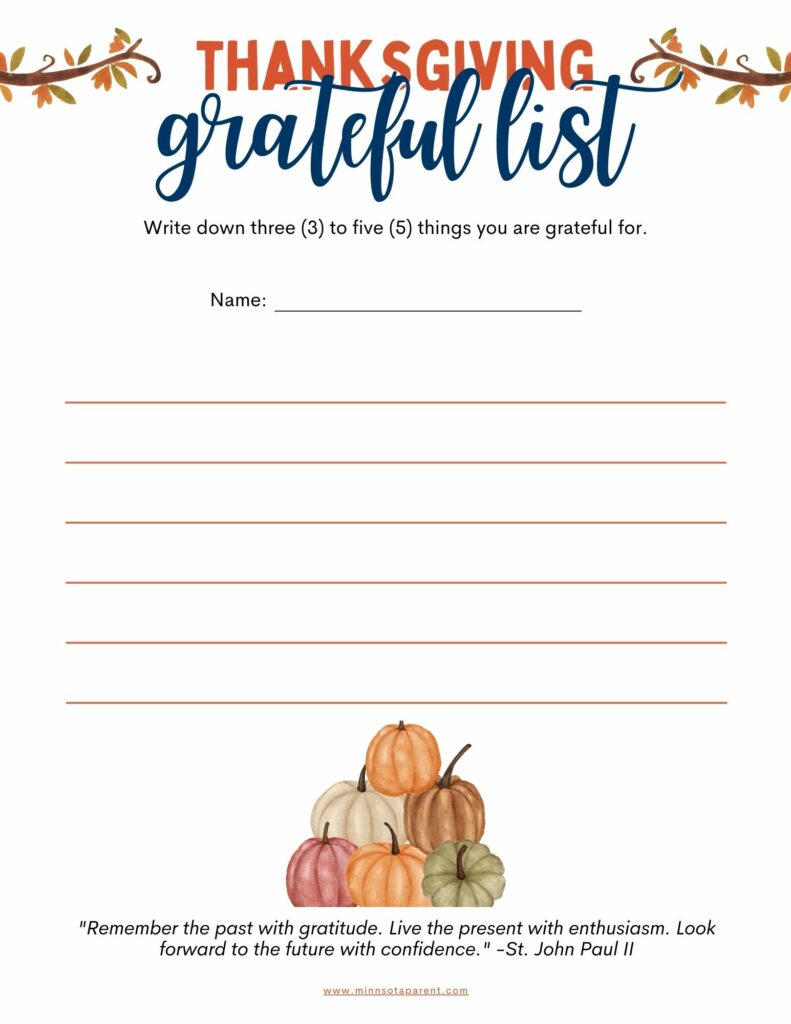 Thanksgiving Printables and Activity Pages for Kids - Minnesota Parent