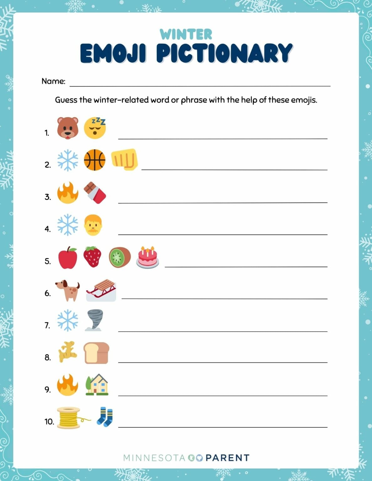 Free Winter Printables and Activity Pages for Kids
